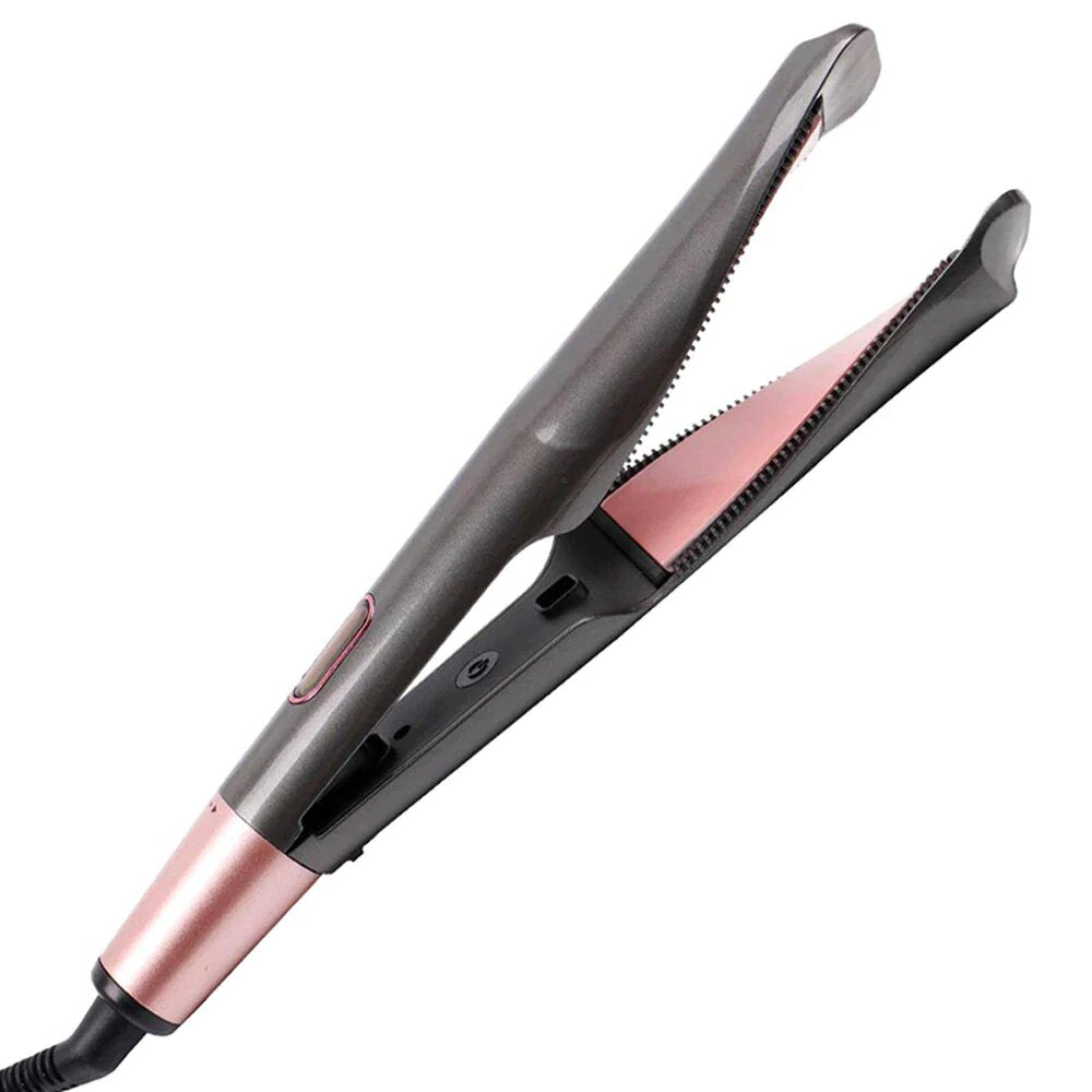 2 in 1 Hair Straightener and Curler Curved Spiral Plate Ions – SweetyGem